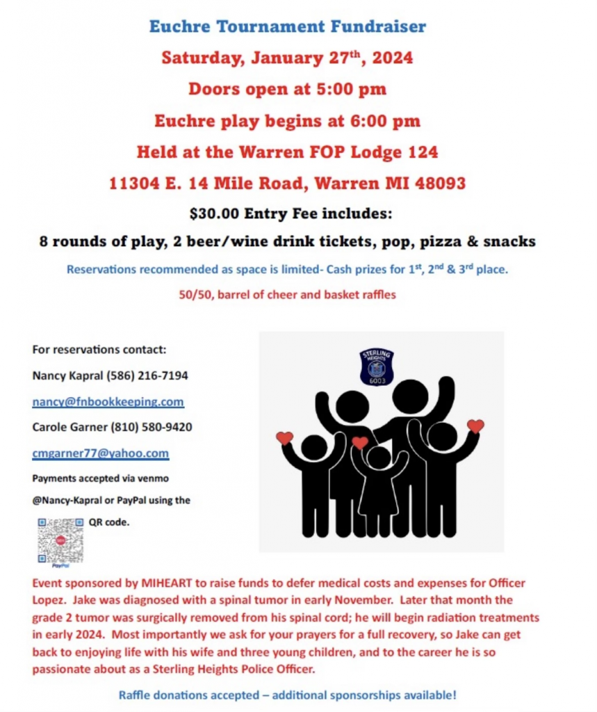 Euchre Tournament Fundraiser - Michigan FOP